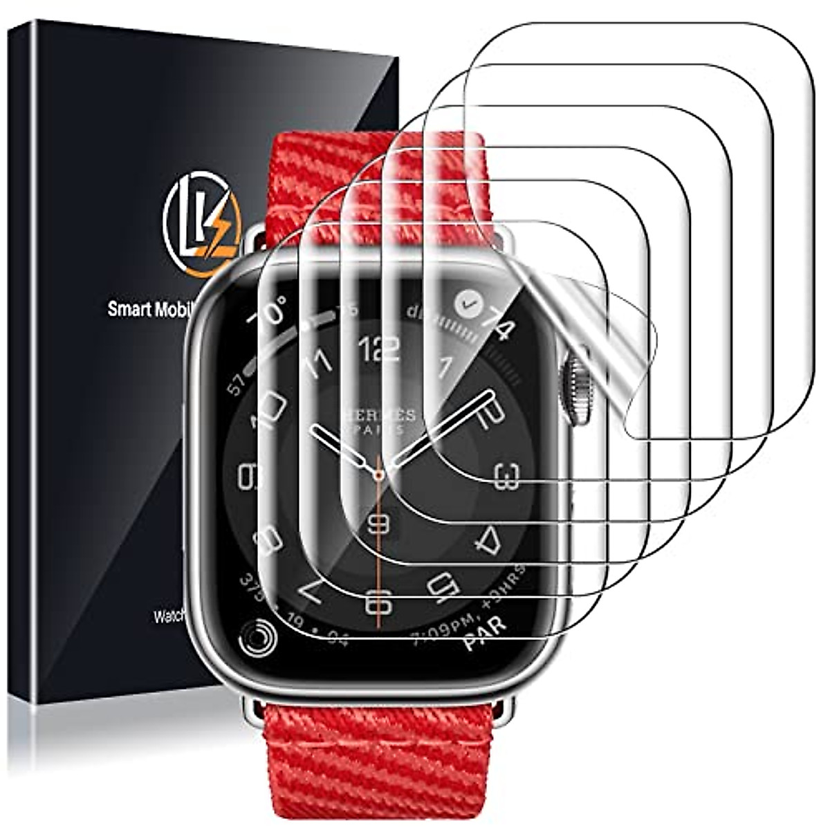 LK 6 Pack for Apple Watch Screen Protector 45mm Series 8 7 [New Version] Anti-Scratch, Self-Healing Soft TPU Film for Apple Watch 45mm Series 8, Bubble Free, HD Transparent, Touch Sensitive