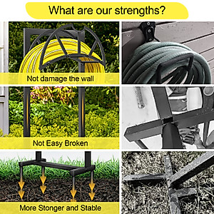 SHOMEXTOL Garden Hose Holder -Upgraded Hose Holder Holds,Freestanding Heavy Duty Hose Hanger,Sturdy Hose Stand and Hose Storage for Lawn & Yard,Black(Crescent-Style)