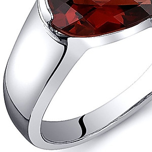 PEORA Garnet Ring Sterling Silver Pear Shape 1.50 Carats Size 6