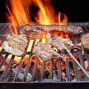 Skyflame 12-inch Food Flipper, Stainless Steel BBQ Meat Turner Hook for Turning Bacon Steak Meat Vegetables Sausage Fish and More - Replaces Grill Spatula Tongs & BBQ Fork