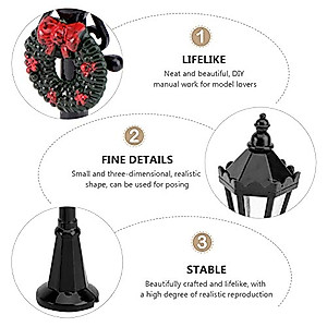 NUOBESTY 2pcs Street Lamp Post and Miniature Park Bench Seat Dollhouse Christmas Village Pathway Lantern Post Mini Street Light Model Fairy Garden Accessories