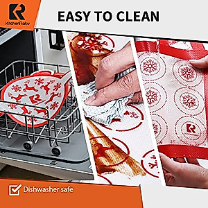 Silicone Baking Sheet Mat Set of 4, Perfect Food Grade Reusable Silicone Mat for Baking Sheets,Non Stick Silicone Liner for Rolling& Bake Pans - Macaron/Cookie/Bun/Bread Making By KITCHENRAKU KR