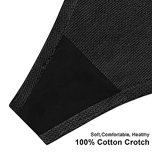 SSSLine Women's Cotton Thongs, Seamless Thongs for Women, Soft Breathable Stretch Panties, 6 Pack Cotton Full Coverage Underwear (Medium, Black)