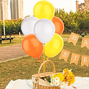 TKEJZu 100 Pcs 12 Inch Latex Balloons White Orange and Yellow Balloons Thanksgiving Decorations Fall Party Supplies for Autumn Birthday Happy Fall Party, Wedding, Engagement, Baby Shower Decoration