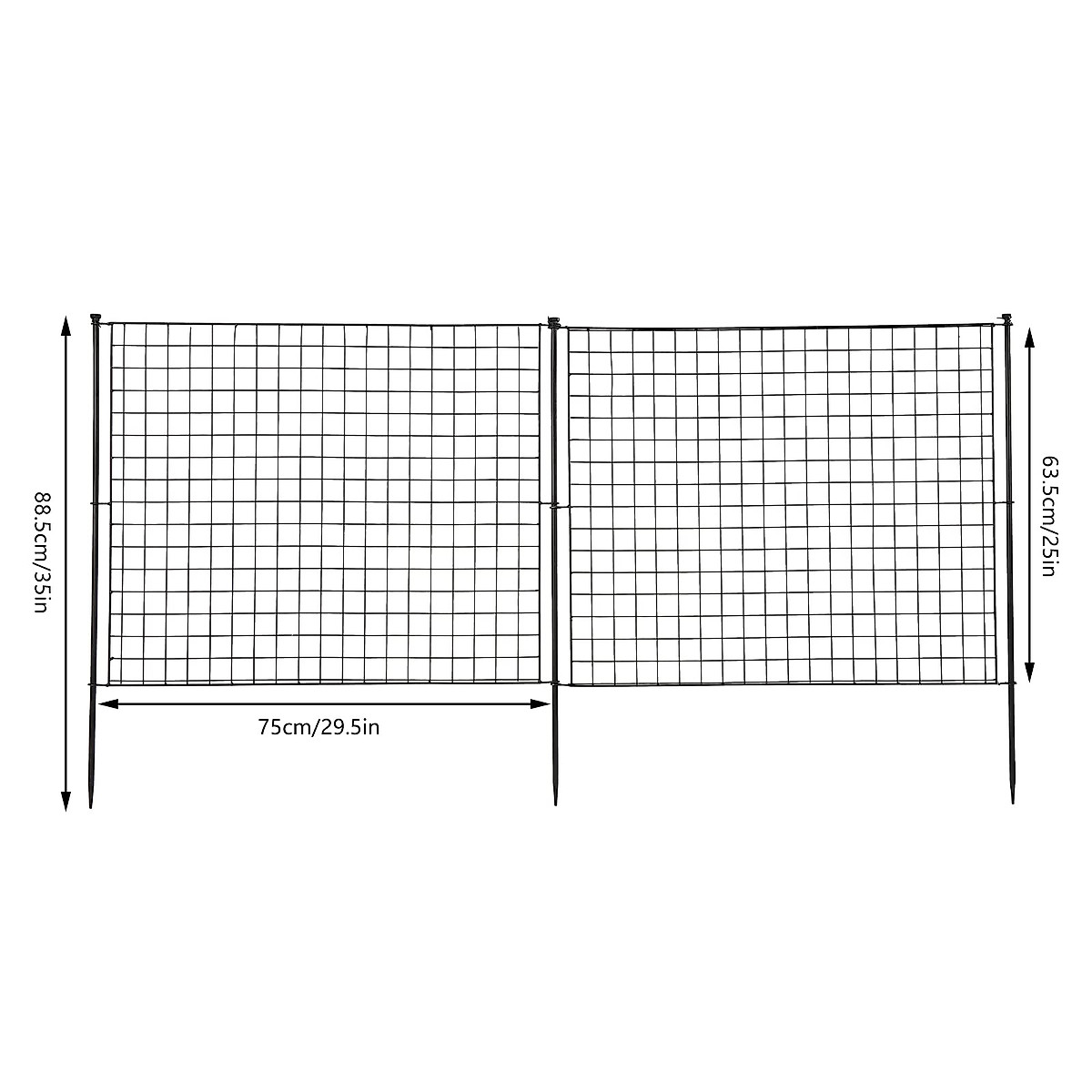 Metal Garden Fence and Gate Bundle(4 Panels+Gate 25''Tall),No Dig Decorative Pet Fence,Heavy Duty Outdoor Patio Yard Fencing for Road Edge Fence & Garden Lawn (25'' Tall (Gate+4 Panels))