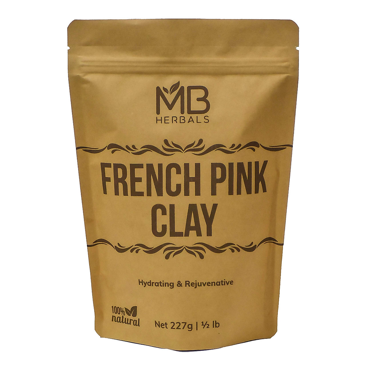 MB Herbals French Pink Clay 8 oz / 0.5 LB | Montmorrillonite Pink Clay (French Rose Clay) | Mild, Hydrating Clay for Sensitive, Matured & Acne-Prone Skin - Packing May Vary