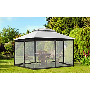 CHARMELEON 10x13 Gazebos for Patios with 4 Sandbags, Waterproof Gazebo Canopy with Netting Screen Walls, Outdoor Gazebo for Garden, Backyard, Deck, and Lawns (Gray)