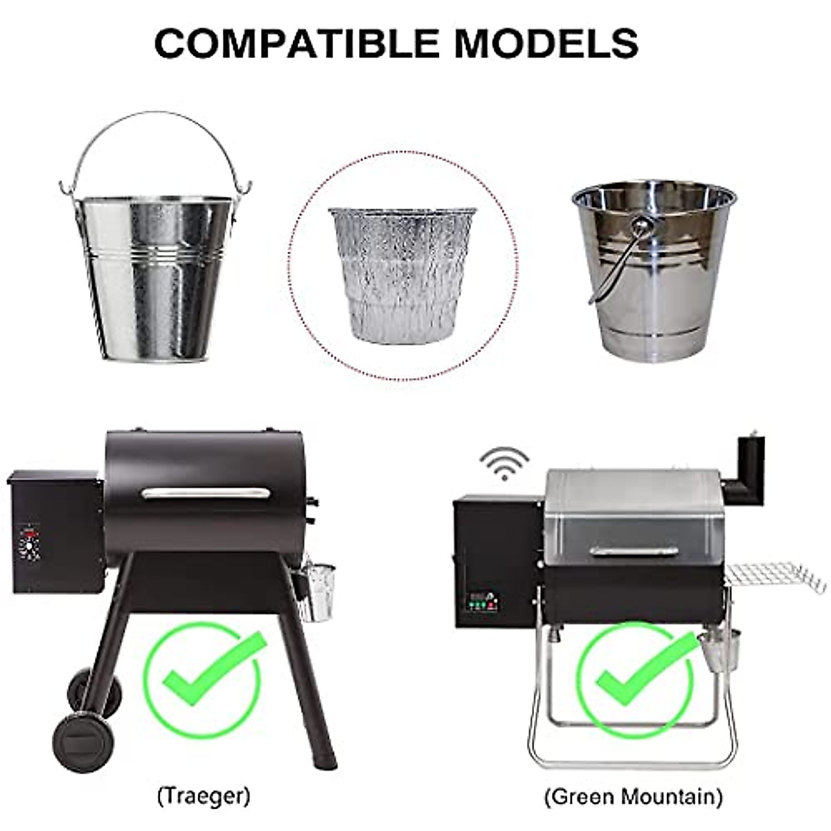 Westeco Aluminum Disposable Grease Bucket Liners, Foil Replace Part for Traeger Pit Boss Wood Fired Smoker Pellet Grills, Grill Accessories, 10-Pack Silver