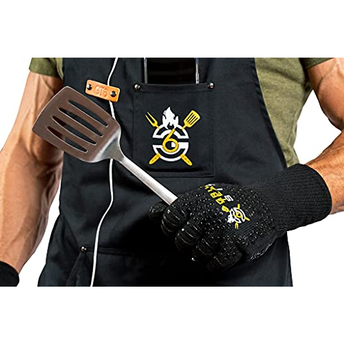 GRILL TEAM SIX BBQ Aprons for Men Ultra Tough Elite Chef Apron with 5 Pocket Design - Perfect Grilling Gifts for Men and Dads