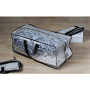 Earthwise Clear Storage Bags Heavy Duty Extra Large Transparent Moving Totes w/Zipper Closure Reusable Backpack Carrying Handles - Compatible with IKEA Frakta Hand Carts (4 Pack) (29 X 13.5 X 12)