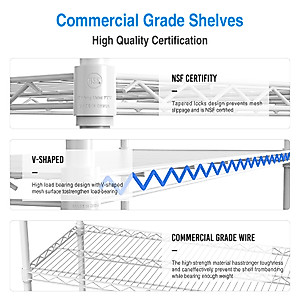Ufurpie 6-Tier 6000lbs Capacity Heavy Duty Wire Shelving Unit NSF Metal Shelf, Adjustable Storage Rack with Wheels & Shelf Liners for Garage Commercial Kitchen, 87.5" H x 60" L x 18" D