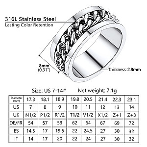 PROSTEEL Spinner Ring For Women Teens Silver Tone Stainless Steel Eboy Jewelry Anxiety Spiner Pinky Ring
