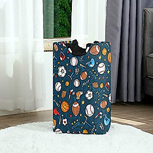 MOYYO Healthy Ball Sports Laundry Basket Collapsible Laundry Hamper Bag Oxford Fabric Laundry Bin Large Storage Basket with Handles for Kid Room Toy Bin Bathroom Clothing Organizer Nursey Hamper