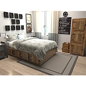 Unique Loom Outdoor Border Collection Area Rug - Border (6' 1" Square, Gray/ Silver)