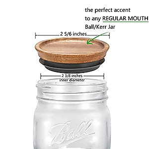 6 Pack Regular Mouth Wooden Storage Lids Set,Wooden Lids for Ball,Kerr Jars,Food Grade Material,100% Fit & Airtight for Regular Mouth Jars