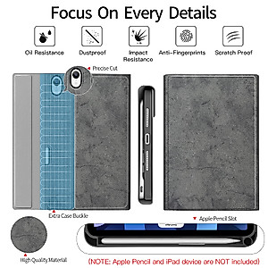 JUQITECH iPad Mini 6 Case with Keyboard - iPad Mini 6th 2021 8.3" Backlit Bluetooth Wireless Magnetic Detachable Rechargeable Keyboard Smart Folio Stand Honeycomb Tablet Cover with Pencil Holder, Gray