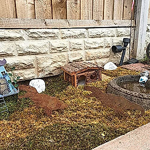 LLOP Garden Sculpture & Statue, Rusty Metal Triceratops T-Rex Stegosaurus- Creative Rusty Metal Garden Yard Art, Decorative Lawn Outdoor Home Ornament (A)