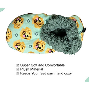 Golden Retriever Super Soft Slippers - E&S Pets - Golden Retriever Gifts - Cozy House Slippers - Non Skid Bottom - One Size Fits Most - Sherpa slipper - Pet Lover Gifts For Men And Women