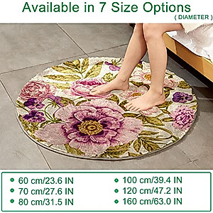 Soft Shaggy Rugs Carpets Plush Area Rugs for Living Room Bedroom,Peonies Roses Pink Purple,Fluffy ​Rug for Nursery