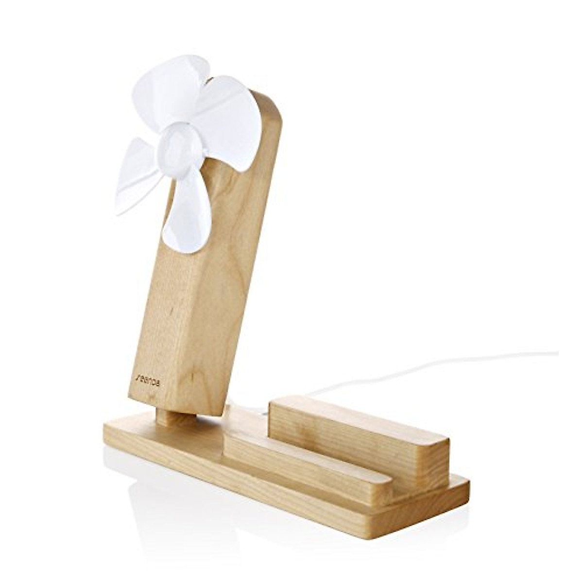 Morjava Z-10 Desktop Wooden Phone Stand Detachable Adjustable Portable Mini USB Fan 2 in 1 Creative Solid Wood Phone Stand for iPad iPhone -Light