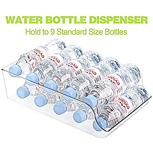 4 Pack Refrigerator Organizer Bins, Soda Can Organizer and Wide Water Bottle Holder Set for Cabinets, Countertops, Pantry, Kitchen and Refrigerator, Can Dispenser