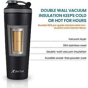 XBOTTLE 32oz Insulated Tumbler - Vacuum Insulated Stainless Steel Water Bottle Iced Coffee Travel Mug Cup with Flip Lid, Thermal Water Bottle Insulated Double Wall Spill-proof Leak-proof