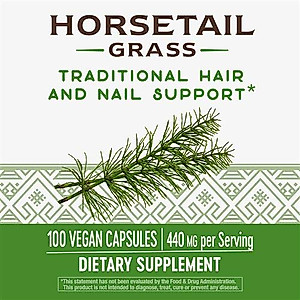 Natures Way Horsetail Grass 400 Milligrams, 100 Vegetarian Capsules. Pack of 3 Bottles