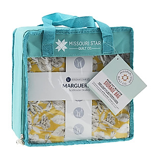 Missouri Star Storage Bag for Precut Fabrics for Quilting Sewing Box Organizer Holds Fat Quarters, Charm Packs, Layer Cakes Canvas Carrying Case with Removable Dividers, Small Aqua (NOT4996)