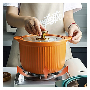 Cooking Pot Ceramic stew pot Round Ceramic Casserole with Glass Lid Classic Earthenware Pot Kitchen Supplies Multifunctional Soup Crock Stockpot Saucepan Stew Pot Casserole Cooking clay pot (Color :
