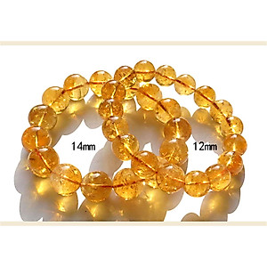 Muko Gemstone 10mm Natural Citrine Quartz Yellow Crystal Round Beads Bracelet Crystal Women Men AAAAA