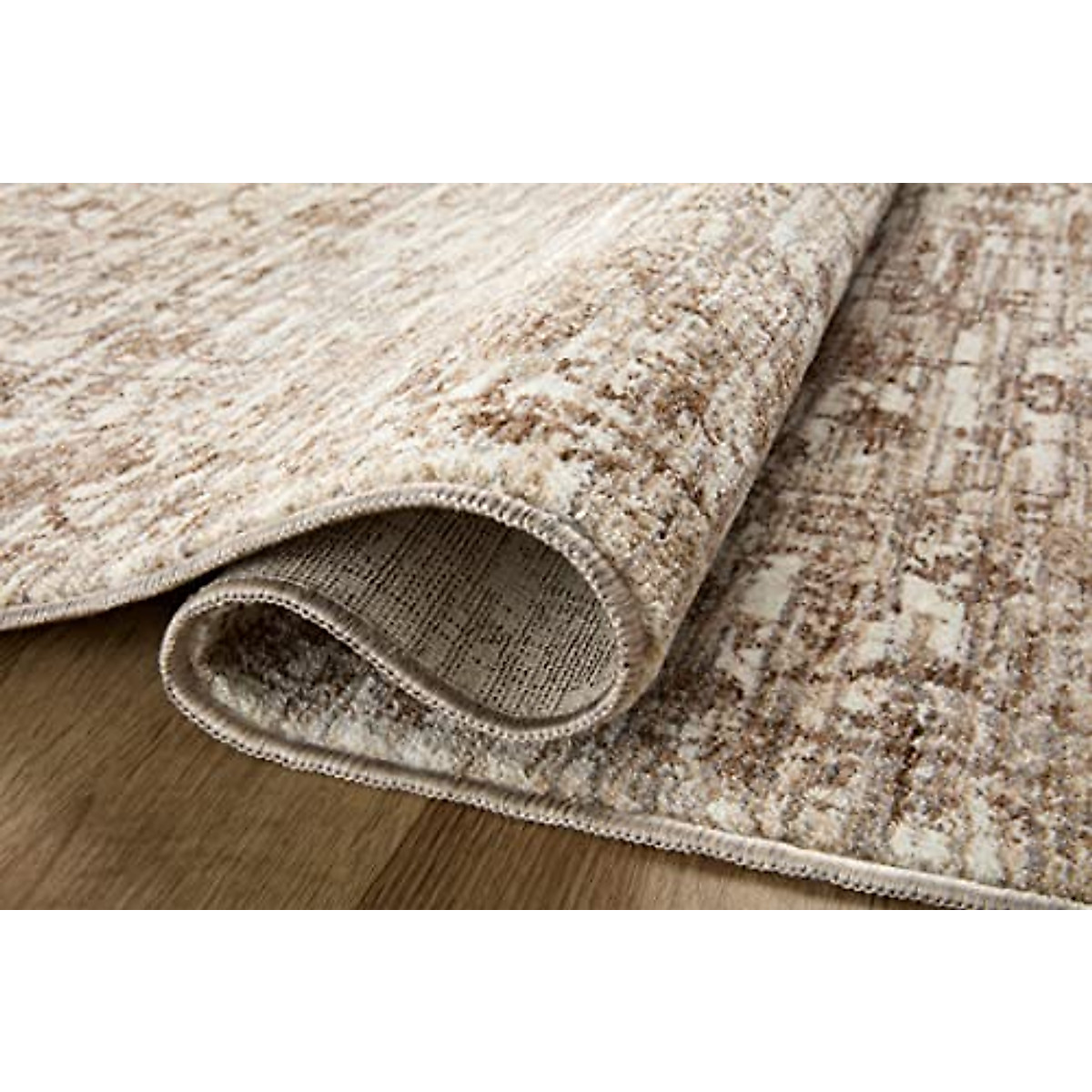 Loloi Sorrento Collection 6'-7" x 9'-10" Area Rug in Bark/Natural - Vintage Inspired Patterned Area Rug, Unique Area Rug for Living Room, Bedroom, Dining Area