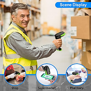 Symcode Wireless Bluetooth Barcode Scanner,Bluetooth & USB Wired & 2.4G Wireless Connection Ergonomics Handheld Barcode Scanner Reader, 2D 1D QR Code Automatic Fast Precise scanning Scanner