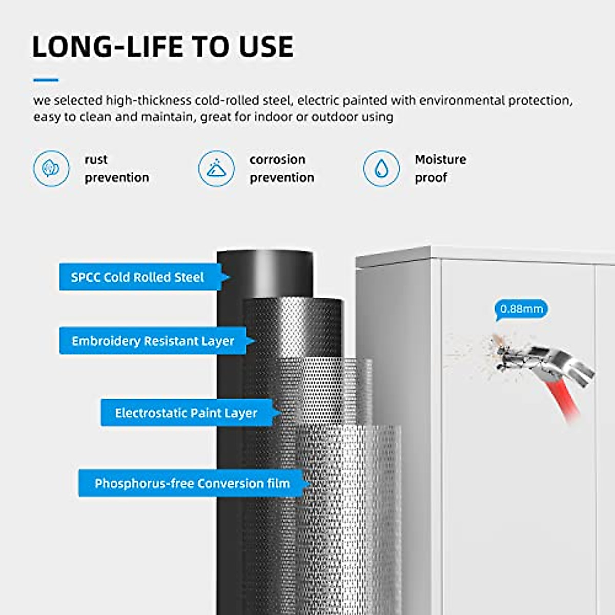 Atripark Metal Storage Cabinet with Lock, 72" Lockable Garage Tool Cabinet with Doors and Shelves, Tall Steel Cabinet for Garage, 72" Heavy-Duty File Cabinet for Home Office, Gym, School