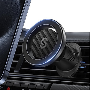 SYNCWIRE Fits MagSafe Car Mount, Carbon Fiber Magnetic Phone Holder for Car Air Vent,Hands Free Car Cell Phone Holder Mount Compatible with iPhone 15 Pro Max 14 13 12,Samsung,MagSafe Car Accessories