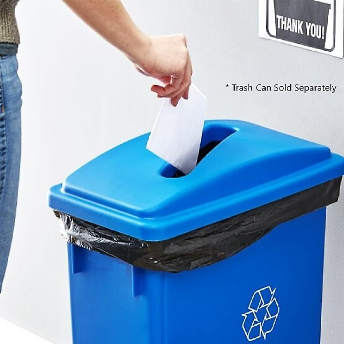 TrueCraftware 23 Gallon Recycle Trash Can Paper Slot Lid only 20-2/3" x 11-3/5" x 6-3/7" Blue Color- Wastebasket Garbage Bin Lid Recycling Bin Cover Kitchen Bathroom Bedroom Office Trash Can