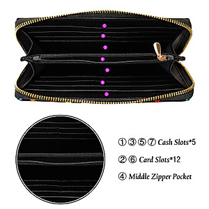 HAUYE Women’s Colorful Dog Paw Print Leather Wallet Cute Girl Zipper Clutch Purse