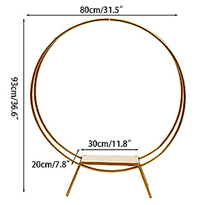 Dia 31.5in Double Ring Wedding Cake Stand Flower Stand Arch Rack,Metal Round Floral Hoop Cake Holder,Dessert Cupcake Display Stand for Wedding Birthday Party Decor Outdoor Garden (Gold)