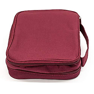 Burgundy Reinforced Canvas Bible Cover Case with Handle and Stationary, X-Large