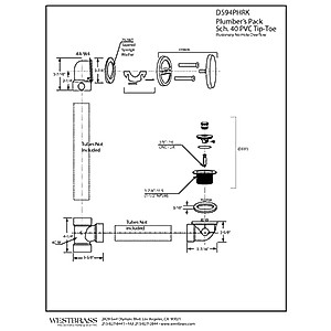 Westbrass Illusionary Overflow, Sch. 40 PVC Plumbers Pack with Lift and Turn Bath Drain, Oil Rubbed Bronze, D594PHRK-12