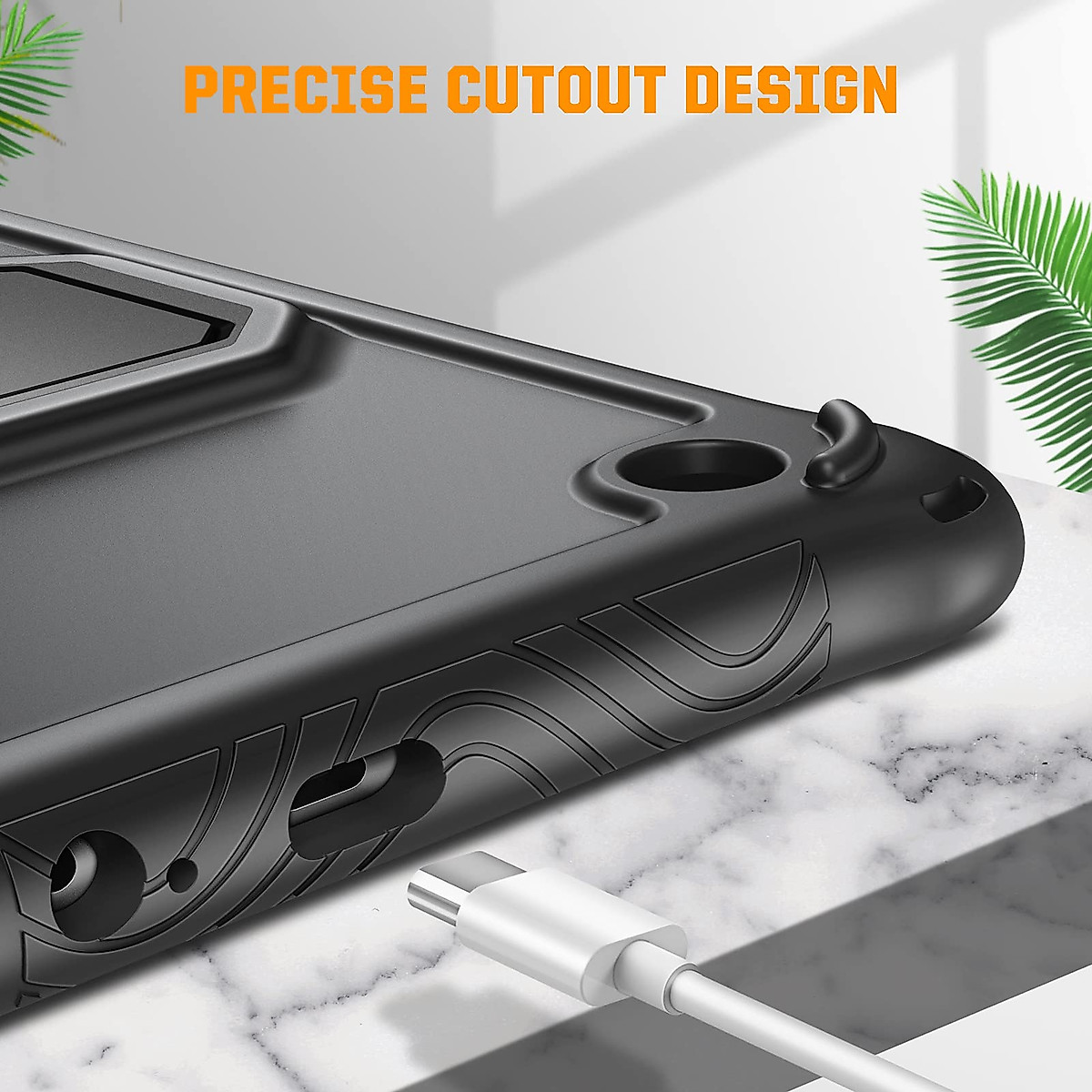 Fintie Case for for Alcatel Joy Tab 2 Tablet 8-inch 2020 Release (Model: 9032Z) - [Built-in Kickstand] Anti Slip Kids Friendly Shockproof Silicone Protective Cover (Black)