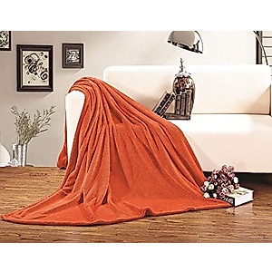 Elegant Comfort Ultra Super Soft Fleece Plush Luxury Blanket King/Cal King Orange