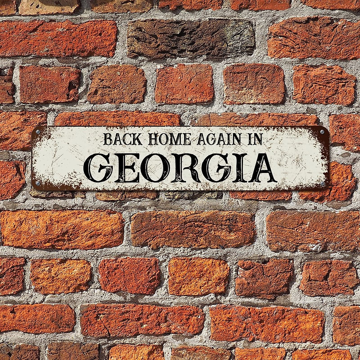 Bomehhjuli Back Home Again in Georgia Metal Sign Georgia State Metal Tin Sign City Pride Metal Wall Art Location Antique Wall Plaque Poster for Garage Man Cave Bar Kitchen 18x4in