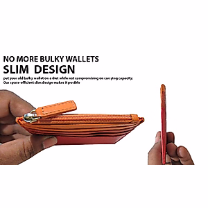 skyle Women secure Card Holder Wallet| Zipper Coin Pocket |Minimalist Mini Purse| RFID protection| 8 Credit Card Slots| Genuine Leather