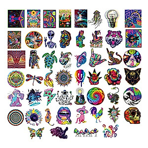 50 PCS Stoner Psychedelic Rub on Transfers Stickers,Cool Trippy Transfer Stickers for Crafts,Furnitures,Water Bottle,Helmet,Party Decorations,Gifts for Kids,Teens,Adults
