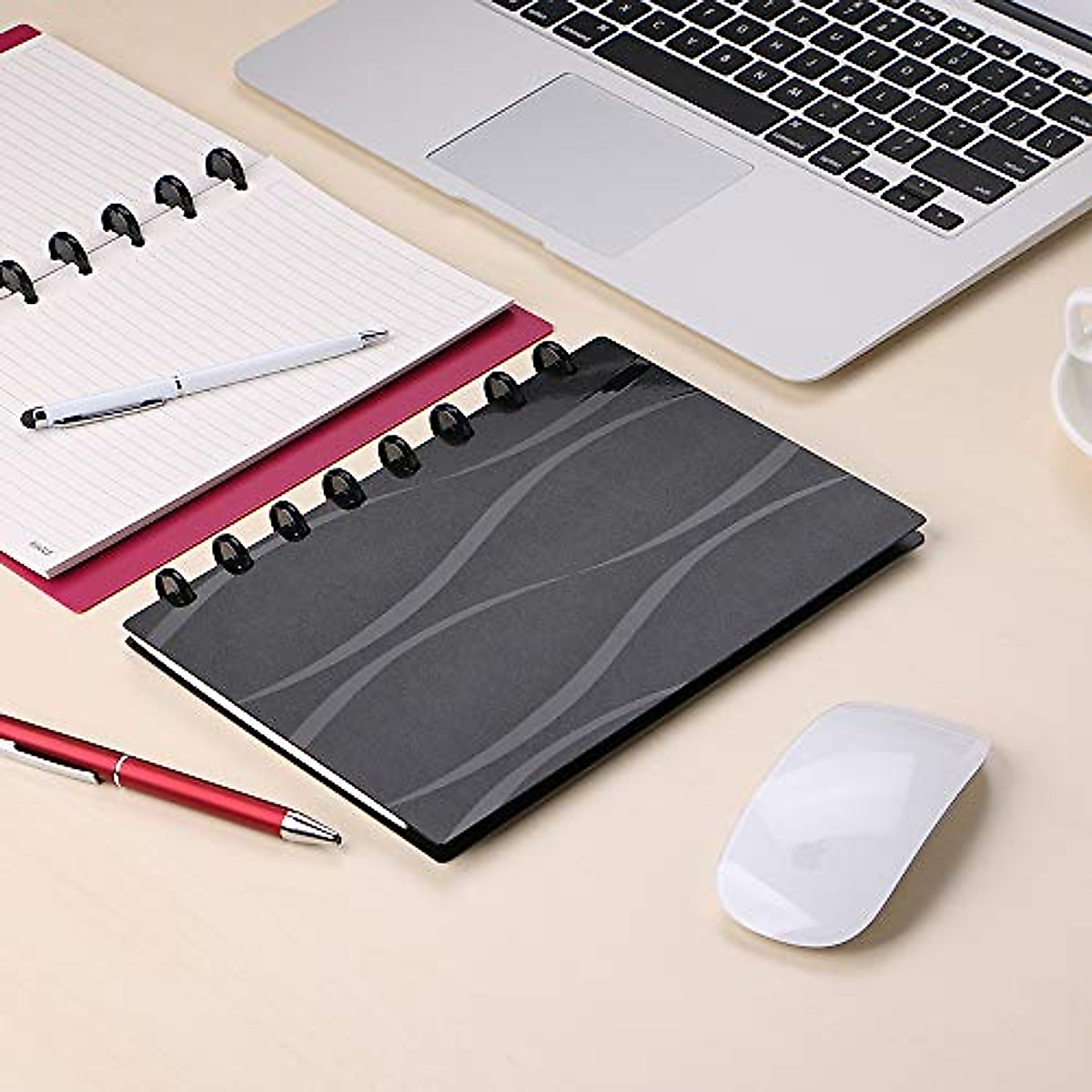 Eagle Discbound Notebook, Customizable Notebook, Junior Size, Poly Cover, 60 Sheets Ruled/Lined Pages (Black)