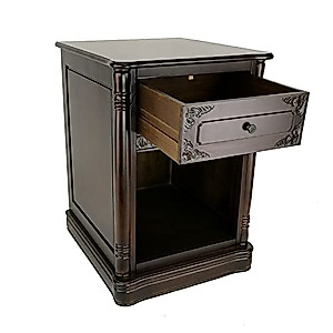 Benjara Kai 26 Inch Classic Wood Accent Chest, 1 Drawer, Open Space, Carved, Brown