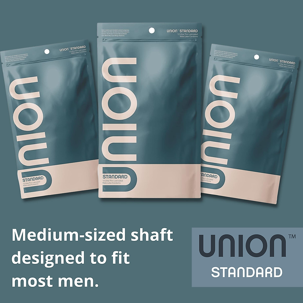 UNION Standard Premium Ultra-Thin Condoms 12 Count, Flared Head, Natural, Non-Toxic, Vegan, 54mm, Medium Size