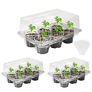 MIXC Seed Starter Tray 3 Packs Seed Starter Kits with 18 Pcs 4 inch Nurserty Pots Transparent Seed Tray with Humidity Dome and 10Pcs Plant Labels Greenhouse Germination Kit for Seeds Growing Starting