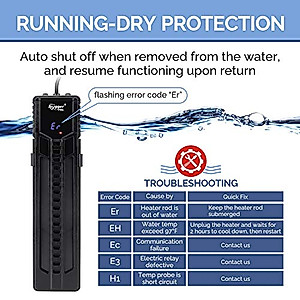 hygger 60-120 Gallon Aquarium Heater with Digital Temp Controller Shatterproof Titanium Tube 500W Submersible Fish Tank Heater for Freshwater