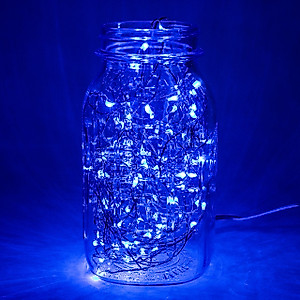 Hometown Evolution, Inc. Blue Fairy Lights - Battery Operated - 6 Foot 20 Blue LED Micro lights on Copper Wire - Waterproof for Indoor and Outdoor Use